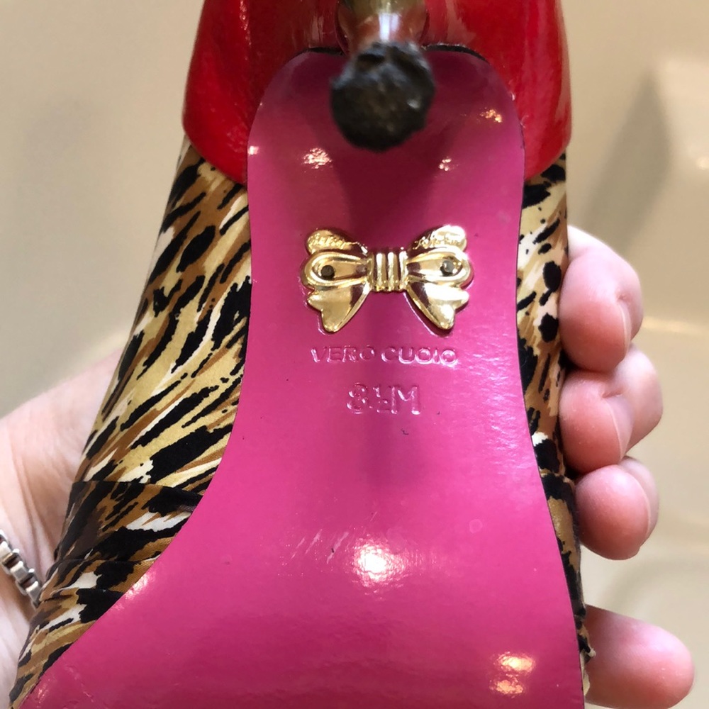 Betsy Johnson Cheetah Red And Gold Heels Gem